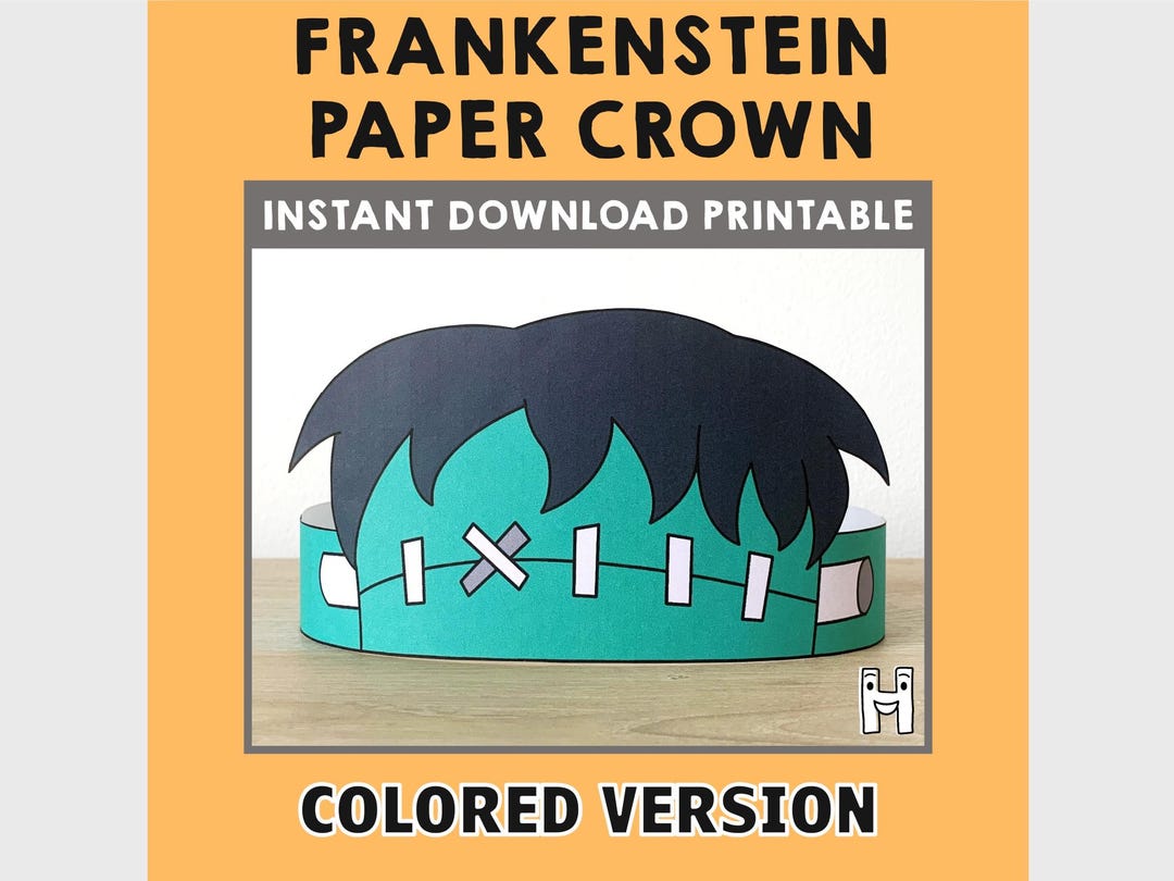 Frankenstein Monster Paper Crown Headband Hat Template Halloween Party ...