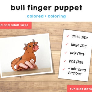 Bull Paper Craft Printable Farm Animal Finger Puppet Kids Craft Farm ...