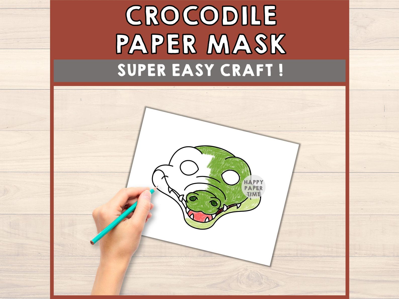 Crocodile Mask Costume Animal Mask Printable Party Favor Safari ...