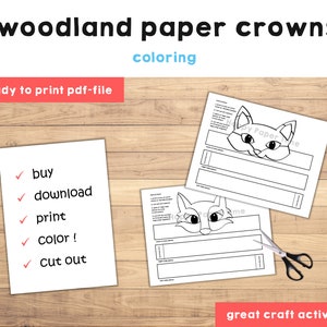 Woodland Animals Paper Crowns Activity Printable Kids Craft Woodland ...