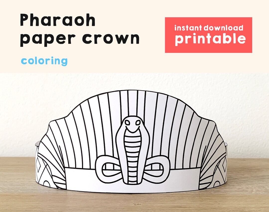 Pharaoh Paper Crown Ancient Egypt Template Party Coloring - Etsy
