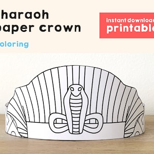 Pharaoh Paper Crown Ancient Egypt Template Party Coloring | Etsy