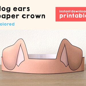 Dog Ears Paper Crown Party Coloring Printable Kids Craft Puppy | Etsy