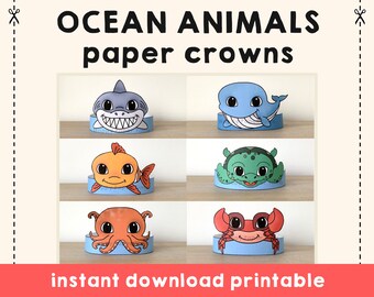 Shark Paper Crown Printable - Etsy