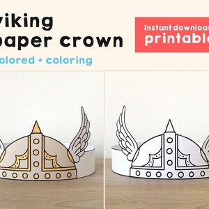 Viking Paper Crown Activity Printable Kids Craft Helmet | Etsy