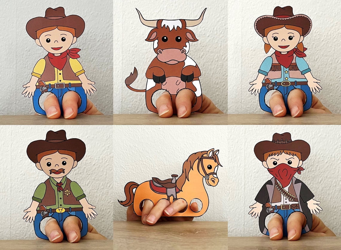 Wild West Paper Craft Printable Finger Puppet Template Kids Craft ...