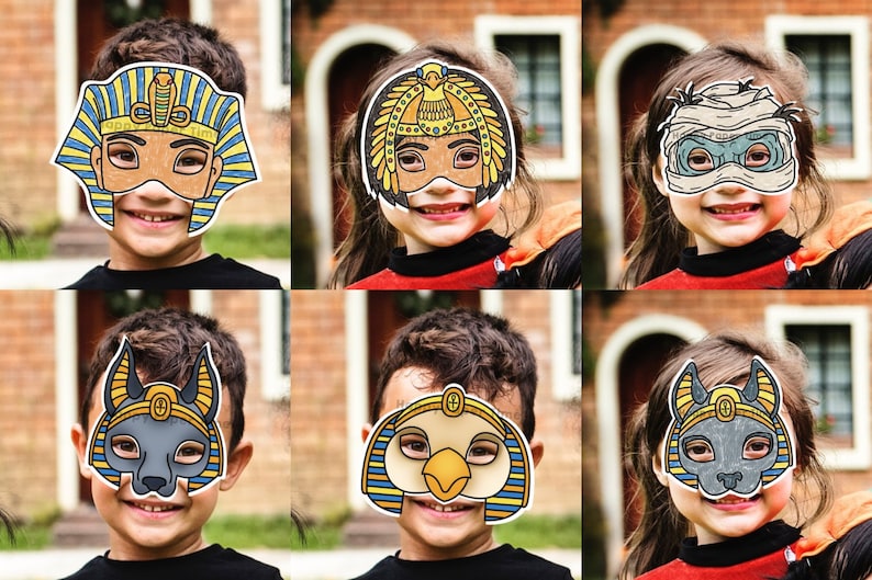 Ancient Egypt Masks Template Pharaoh Cleopatra Mummy Horus Anubis Bast ...