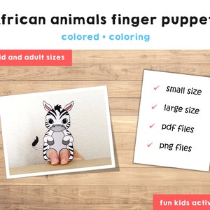 African Animal Paper Craft Printable Finger Puppet Template Kids Craft ...