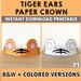 Tiger Ears Paper Crown Party Coloring Printable Kids Craft Safari ...