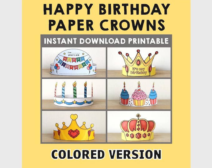 Printable Birthday Number Paper Crown 5th Birthday Decoration Coloring ...