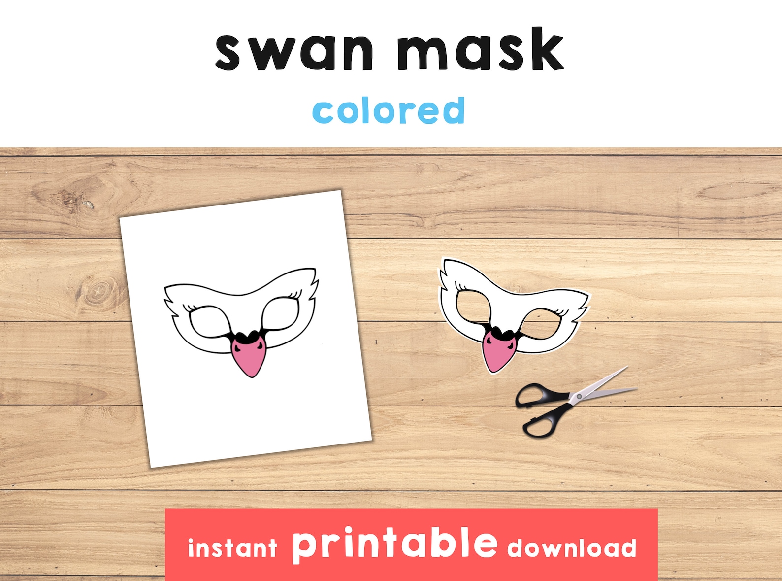 Swan Mask Party Printable Costume Fairytale Kids Party Mask | Etsy