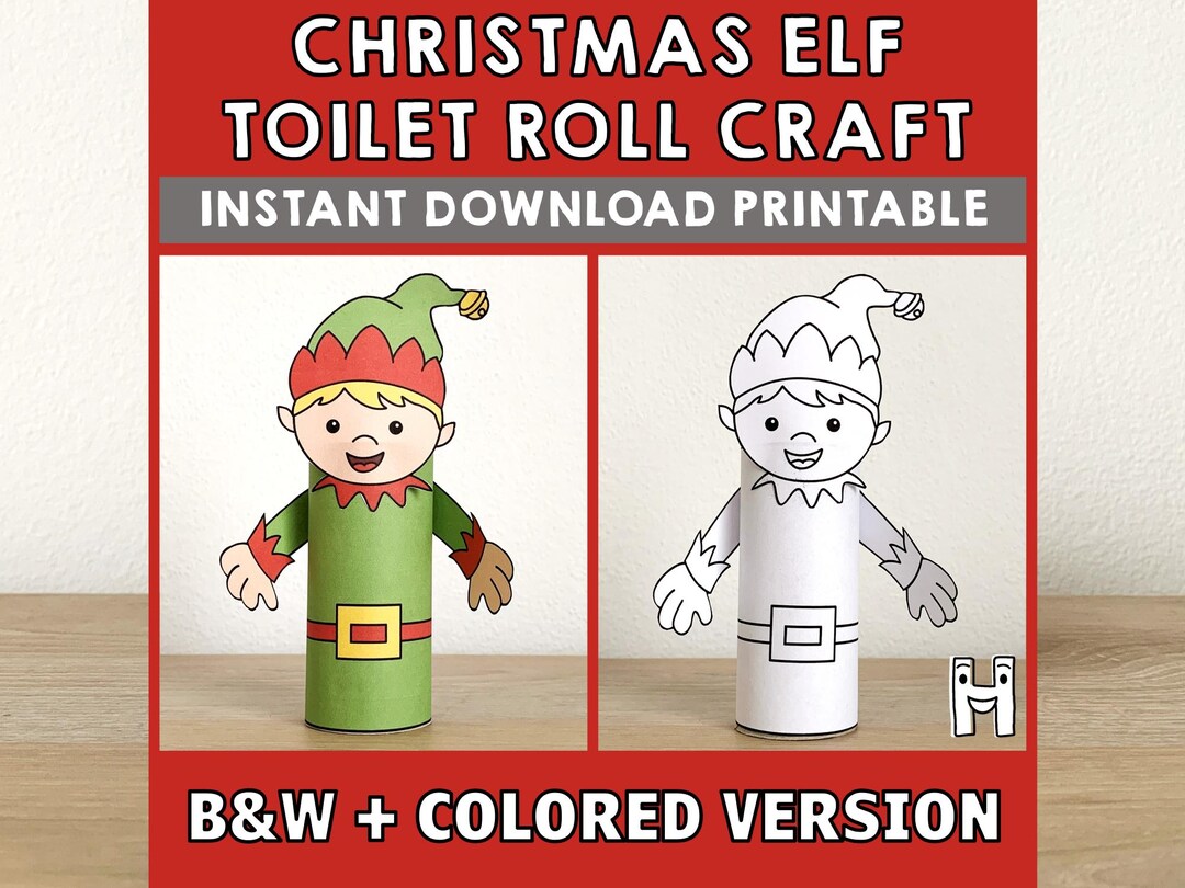 Christmas Elf Toilet Paper Roll Craft Christmas Party Coloring ...