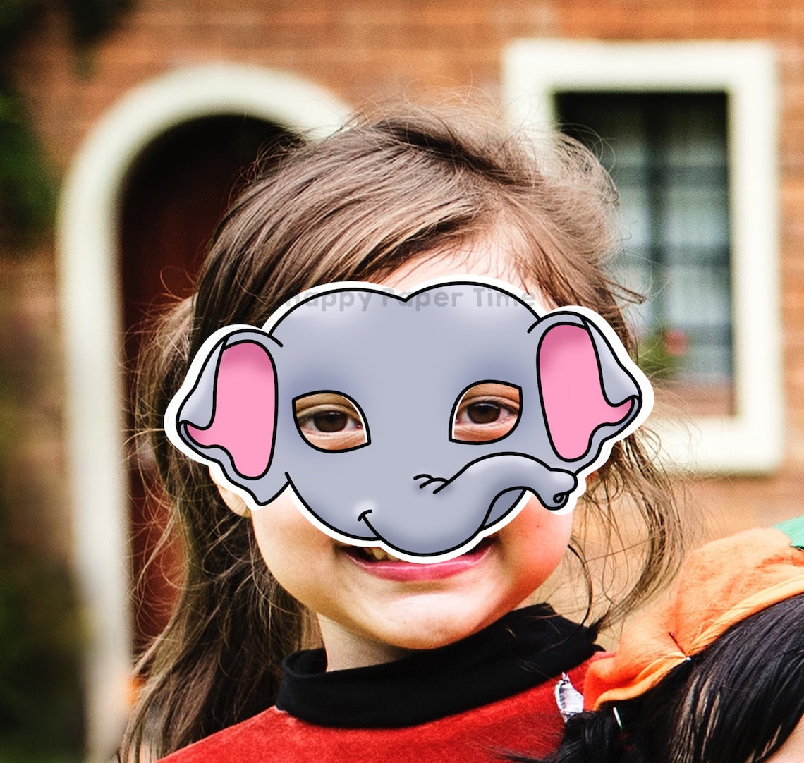Elephant Mask Costume Animal Mask Printable Party Favor Asian | Etsy