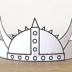 Viking Helmet Paper Crown Coloring Printable Kid Craft Birthday Party ...