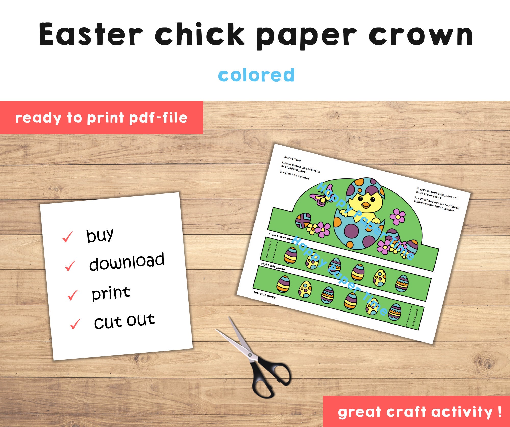 Easter Chick Eggs Hat Paper Crown Headband Easter Cut Out Party ...