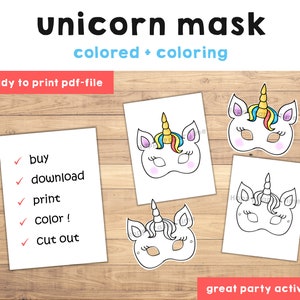 Unicorn Mask Unicorn Printable Mask Unicorn Party Favor Unicorn Costume ...