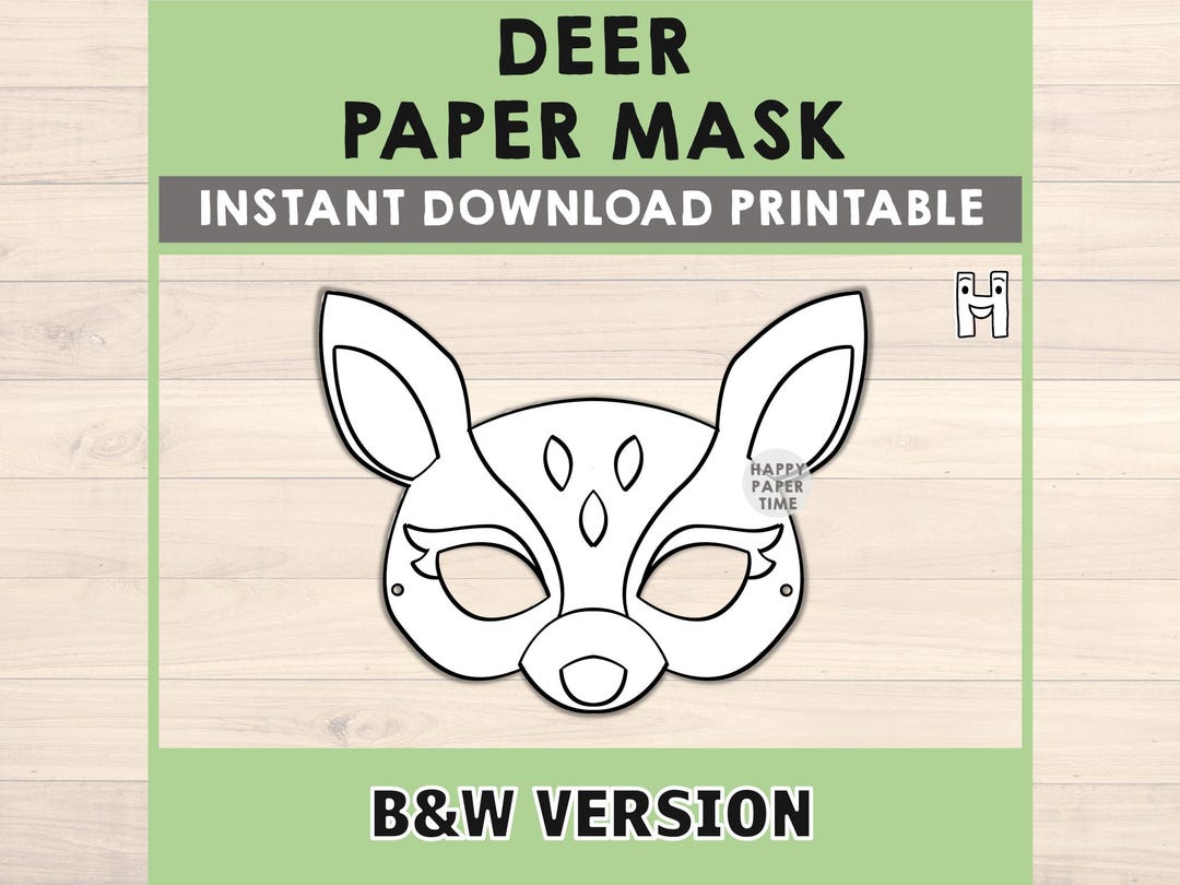 Deer Mask Printable Deer Party Printable Gift Deer Costume Deer Paper ...
