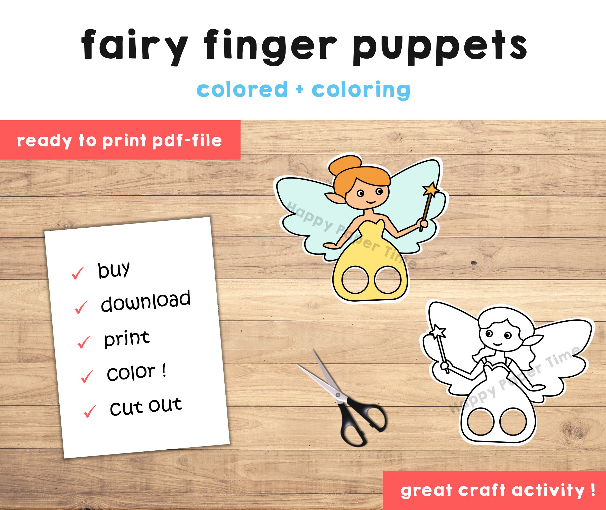 Fairy Puppet Paper Craft Printable Finger Puppet Kids Craft - Etsy UK