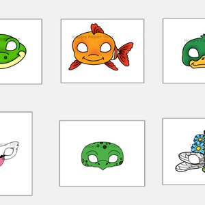 Pond Animals Paper Mask Craft Activity Template for Kids, Duck, Frog ...
