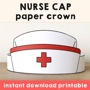 Nurse Cap Hat Paper Crown Party Coloring Printable Kids Craft Doctor ...