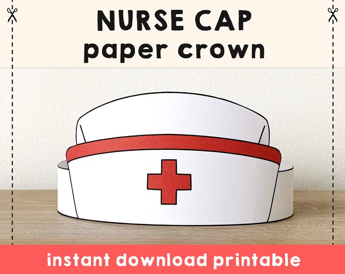 Nurse Cap Hat Paper Crown Party Coloring Printable Kids Craft Doctor ...