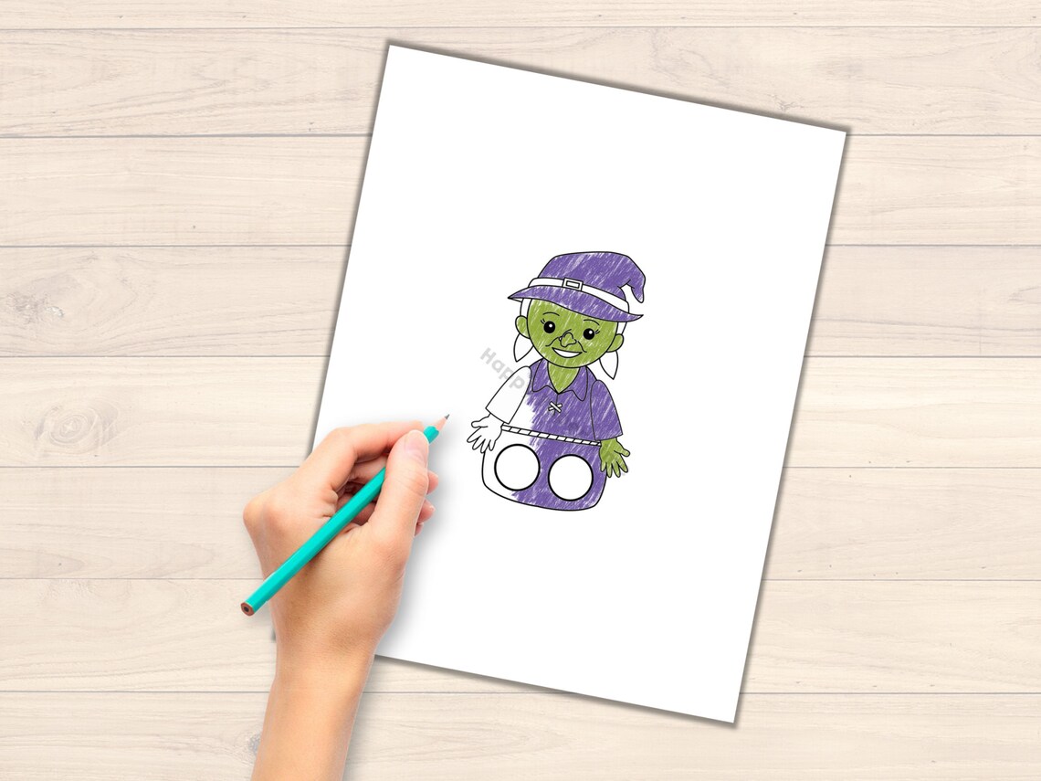 Witch Paper Craft Printable Halloween Spooky Day Finger Puppet - Etsy
