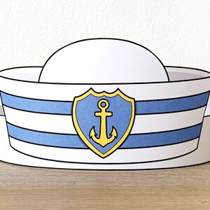 Sailor Hat Cap Paper Crown Party Coloring Printable Kids Craft Sea ...