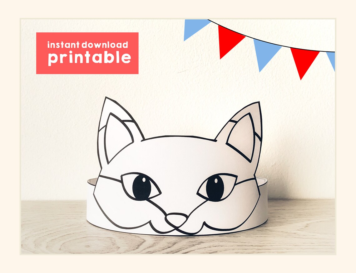 Fox Paper Crown Coloring Printable Kids Craft Woodland Forest | Etsy