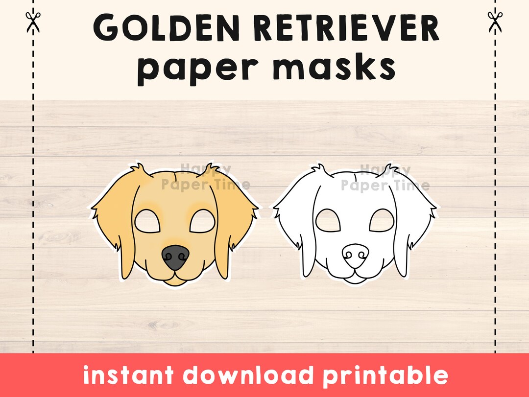 Golden Retriever Dog Mask Animal Mask Party Favor Labrador Printable ...