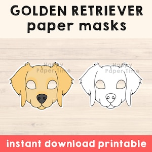 Golden Retriever Dog Mask Animal Mask Party Favor Labrador Printable ...