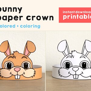 Bunny Paper Crown Headband Coloring Pet Animal Printable Kids - Etsy