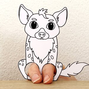 Hyena Paper Craft Printable African Animal Finger Puppet Kids Craft ...