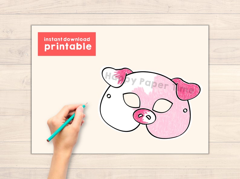 Pig Mask Printable Farm Party Activity Animal Party Activity - Etsy