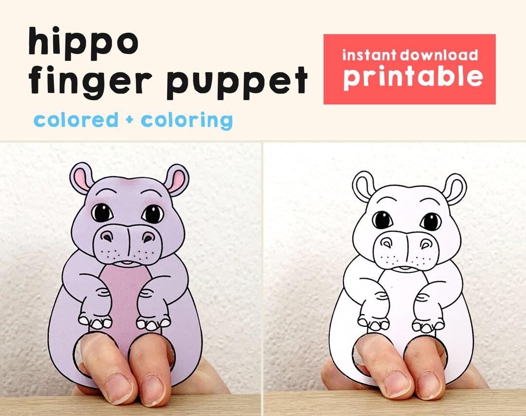 Hippo Paper Craft Printable African Animal Finger Puppet Kids Craft ...