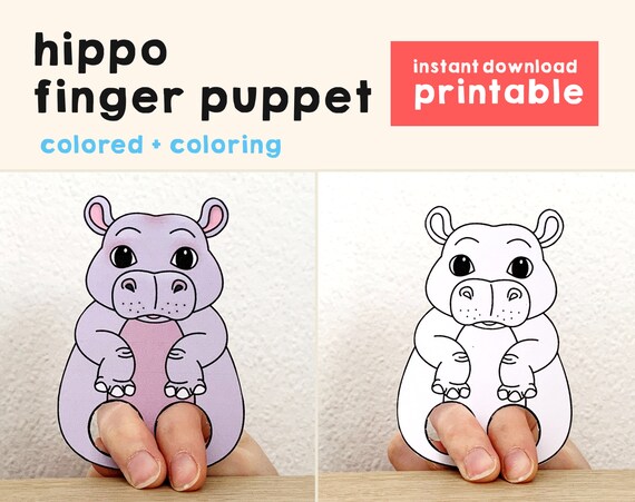 Hippo Paper Craft Printable African Animal Finger Puppet Kids - Etsy India