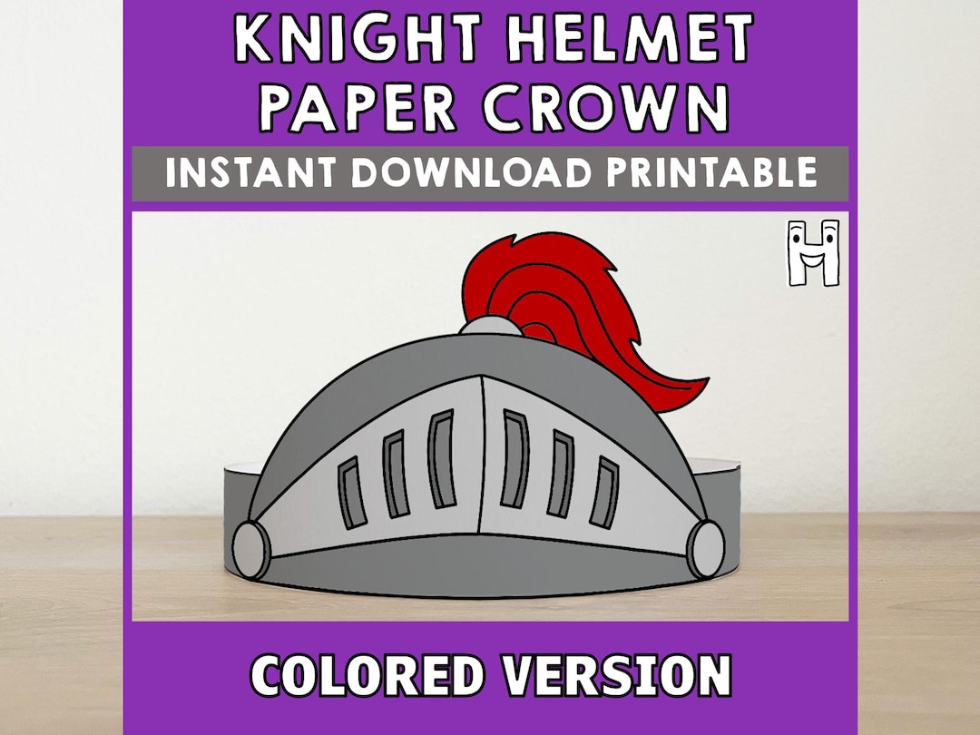 Knight Paper Helmet Crown Template Fantasy Party Headband Costume ...