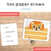 Lion Paper Crown Party Printable Kids Craft Lion Birthday Gift Favor ...