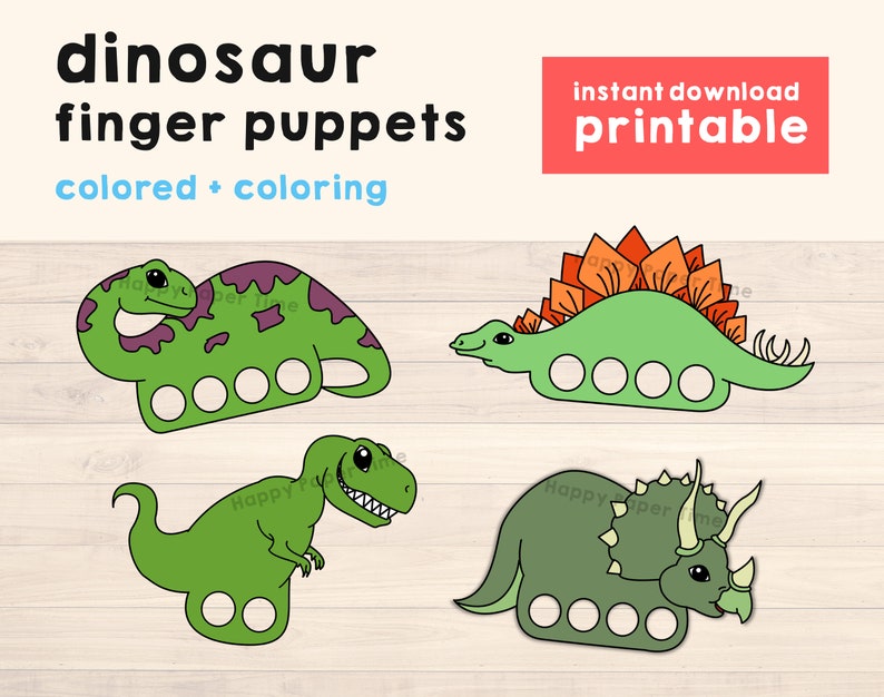 Dinosaur Puppet Paper Craft Printable Finger Puppet Kids Craft - Etsy