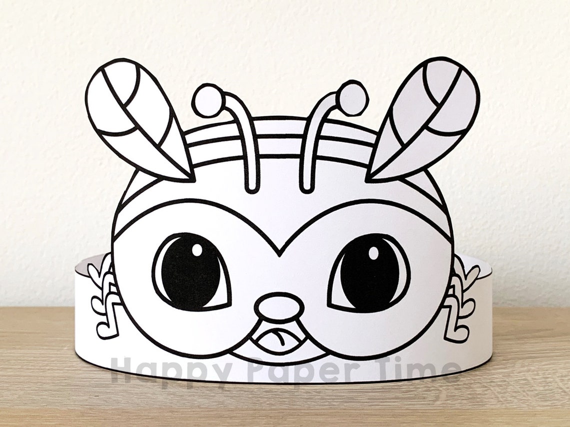 Bee Paper Crown Party Coloring Printable Kids Craft Insect Birthday ...
