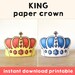 Prince Paper Crown King Royal Printable Kids Craft Prince Birthday ...