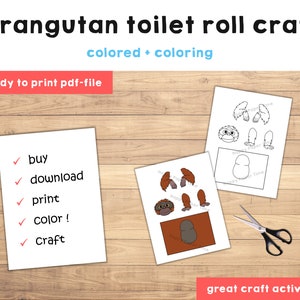 Orangutan Toilet Paper Roll Craft Asian Animal Jungle Party Coloring ...
