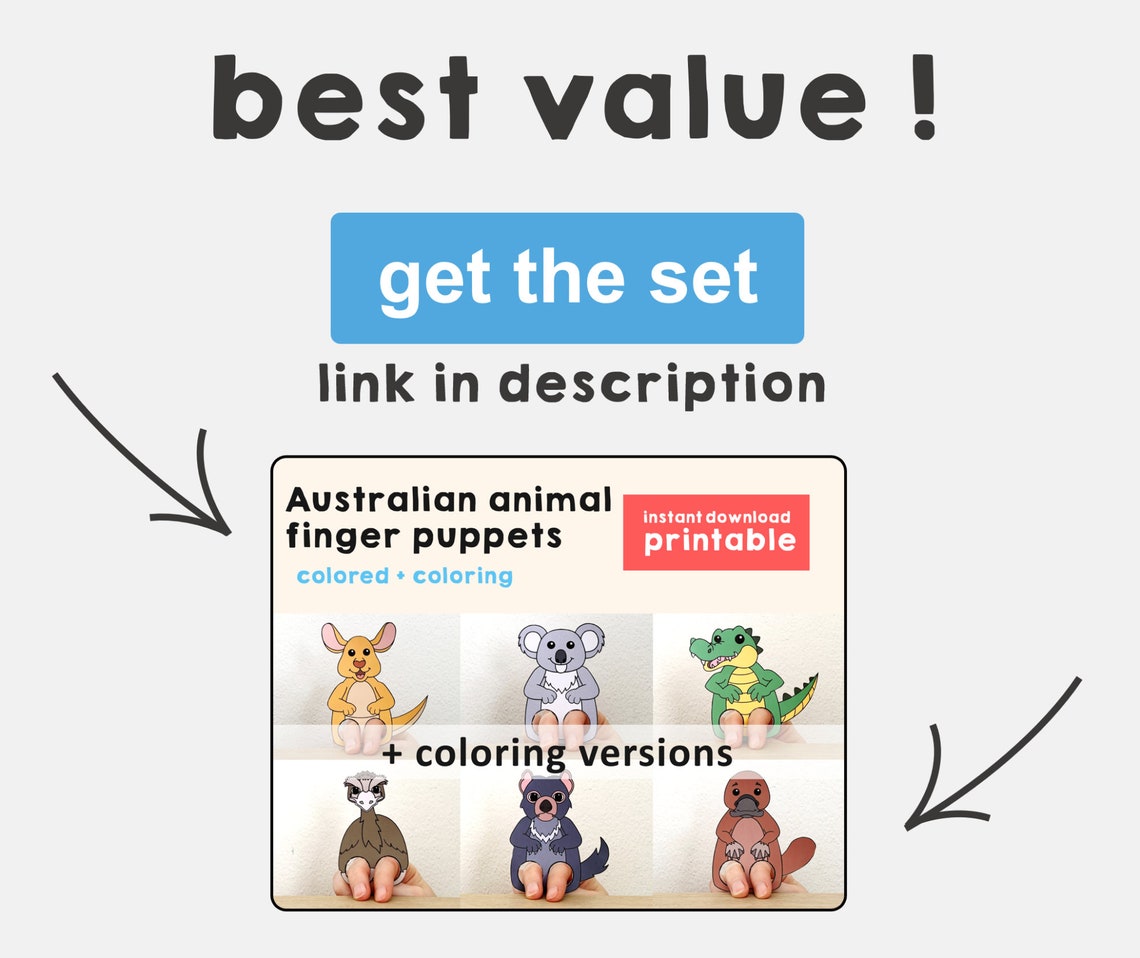 Kangaroo Paper Craft Printable Australian Animal Finger Puppet - Etsy
