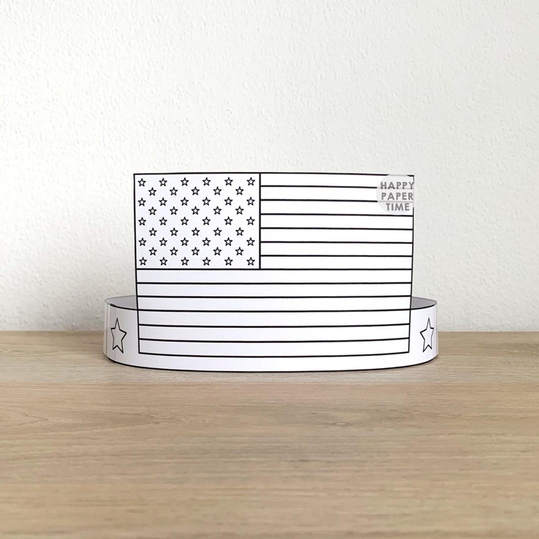 American Flag Paper Crown 4th of July Patriotic Headband Activity ...