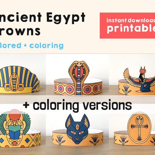 Ancient Egypt Paper Crowns Pharaoh Cobra Cleopatra Isis Scarab - Etsy