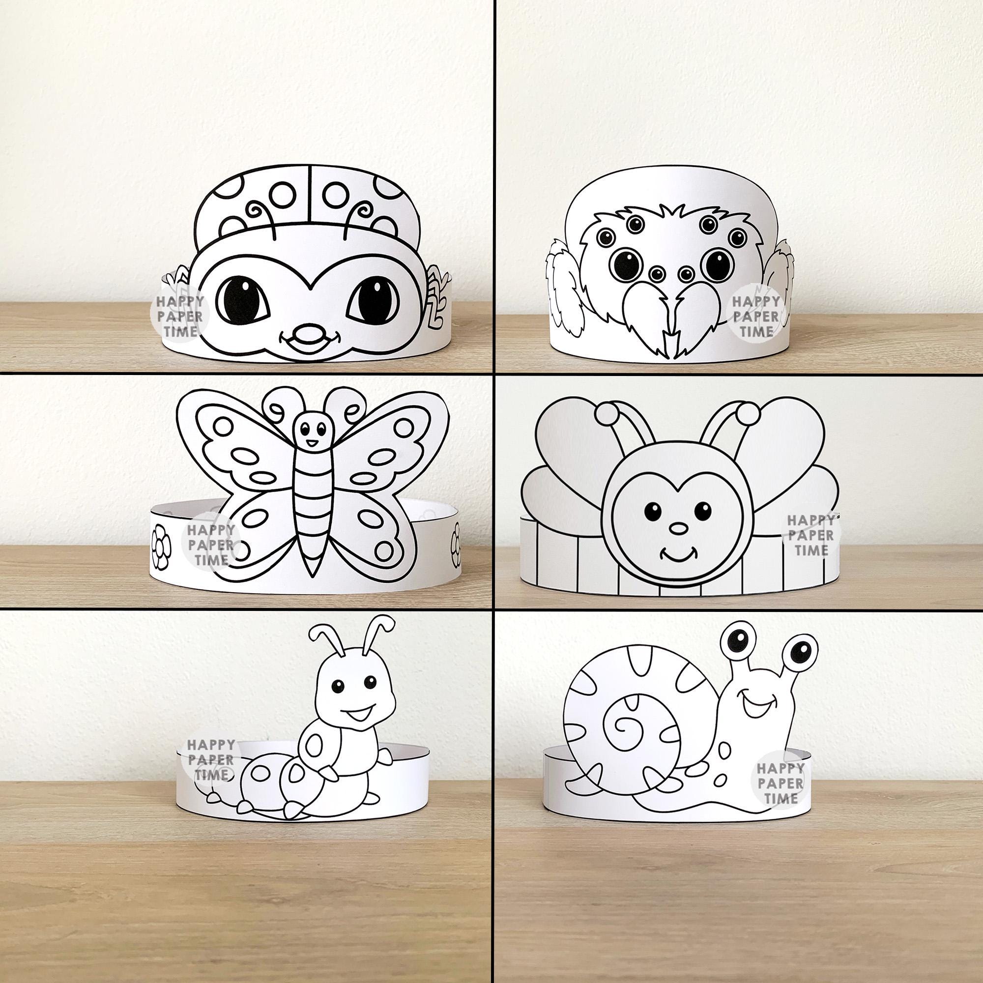 Bugs Insects Paper Crowns Butterfly Caterpillar Ladybug Bee Printable ...