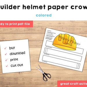 Construction Worker Builder Helmet Paper Crown Party Printable Kids ...