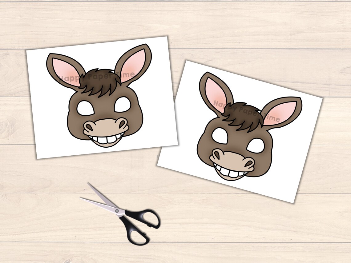 Donkey mask template costume kids diy farm animal party fun | Etsy