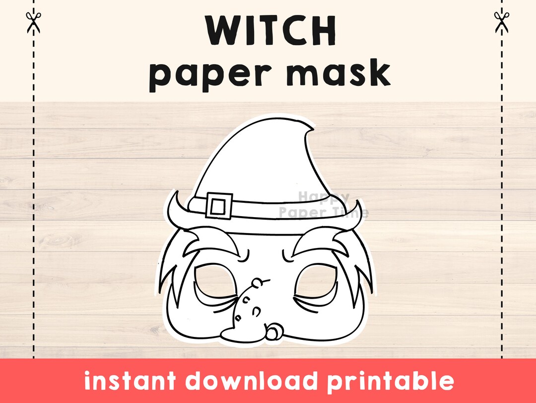Witch Costume Mask Halloween Witch Mask Diy Witch Mask Kids Witch Party ...