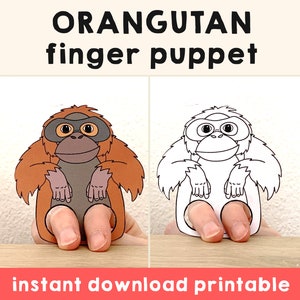 Orangutan Paper Craft Printable Asian Animal Finger Puppet Kids Craft ...