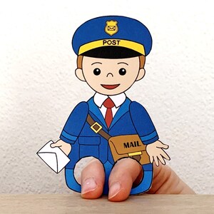 Postman Paper Craft Printable Community Helper Finger Puppet Kids ...